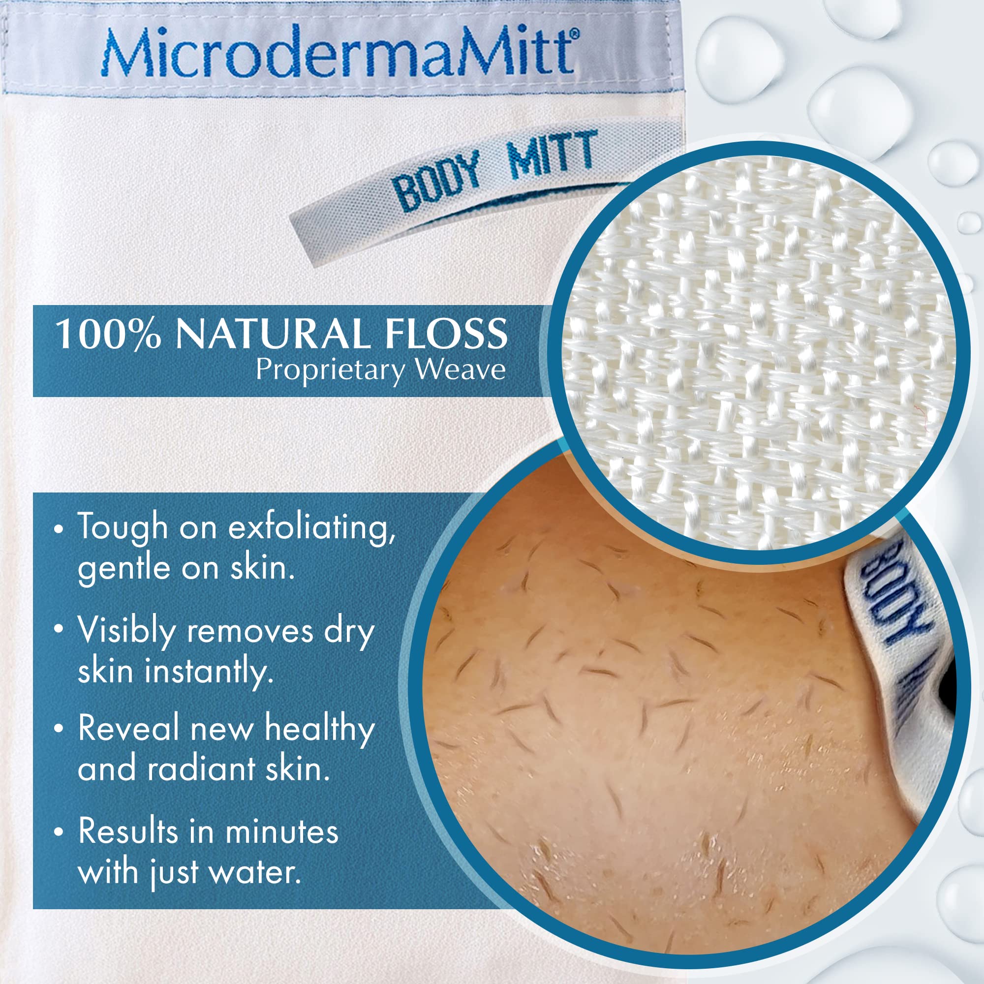 MicrodermaMitt Deep Exfoliating Mitt for Shower β Dead & Dry Skin Remover - Keratosis Pilaris β Body Exfoliator Glove for Men & Women - No Dyes