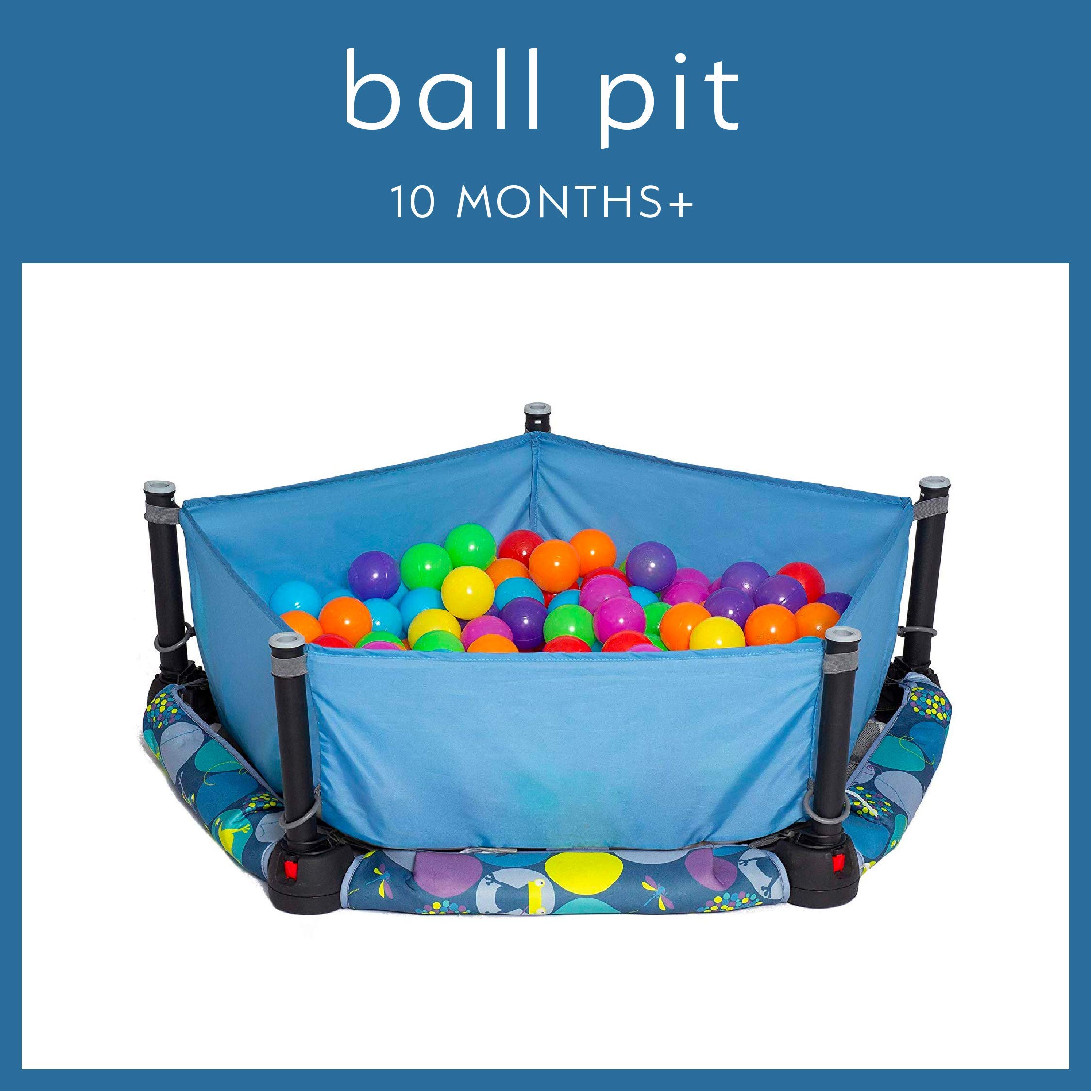 Eezy Peezy 3 in 1 Folding Ball Pit and Bouncer - Ball Pit Tent and Trampoline with Handle - Ages 10 Months to 5 Years