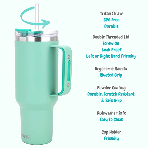 Drinco 40oz 30 oz Tumbler with Handle, Straw Lid, Insulated Stainless Steel Travel Mug Water Bottle Ice Coffee Cup For Cold and Hot, BigSur (30oz, Sage)