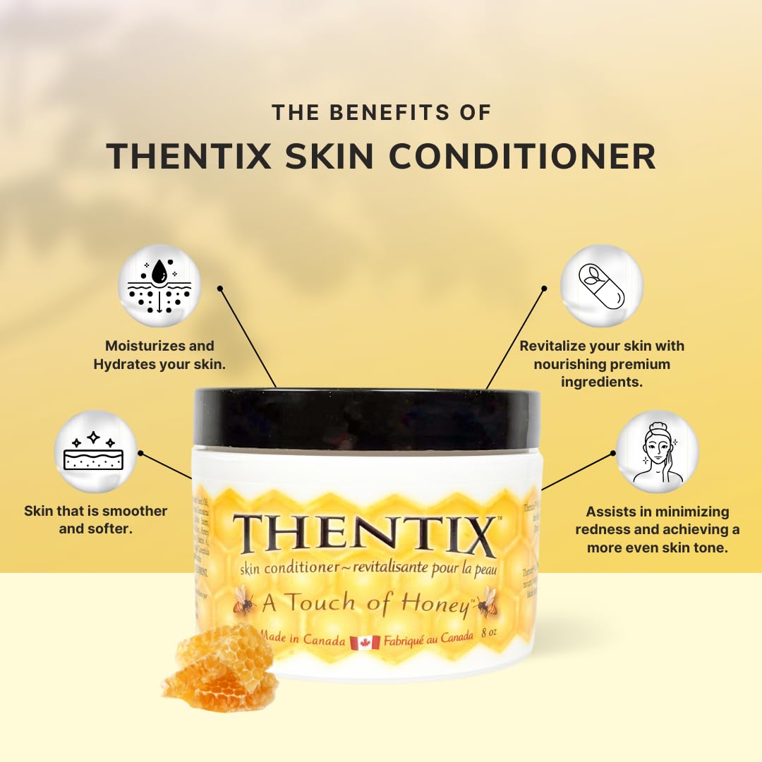 Thentix Skin Conditioner, 8oz - Non-Greasy, Unscented Moisturizer for Sensitive Skin, Nourishes Face, Body & Hands