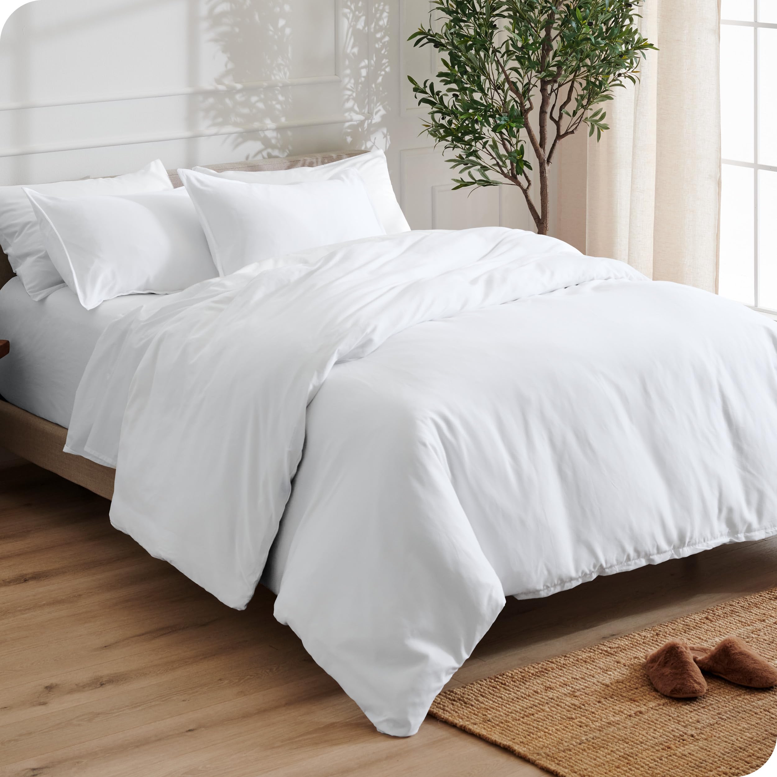 Bare Home Bedding Duvet Cover Queen Size - Premium 1800 Super Soft Duvet Covers Collection - Lightweight, Cooling Duvet Cover - Soft Breathable Bedding Duvet Cover (Queen, White)