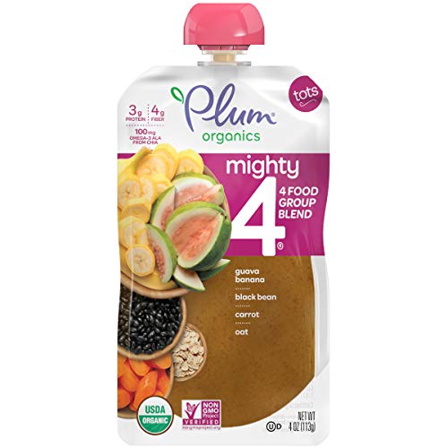Plum Organics Mighty 4 Blends Guava, Banana, Black Bean, Carrot, Oat, 4oz