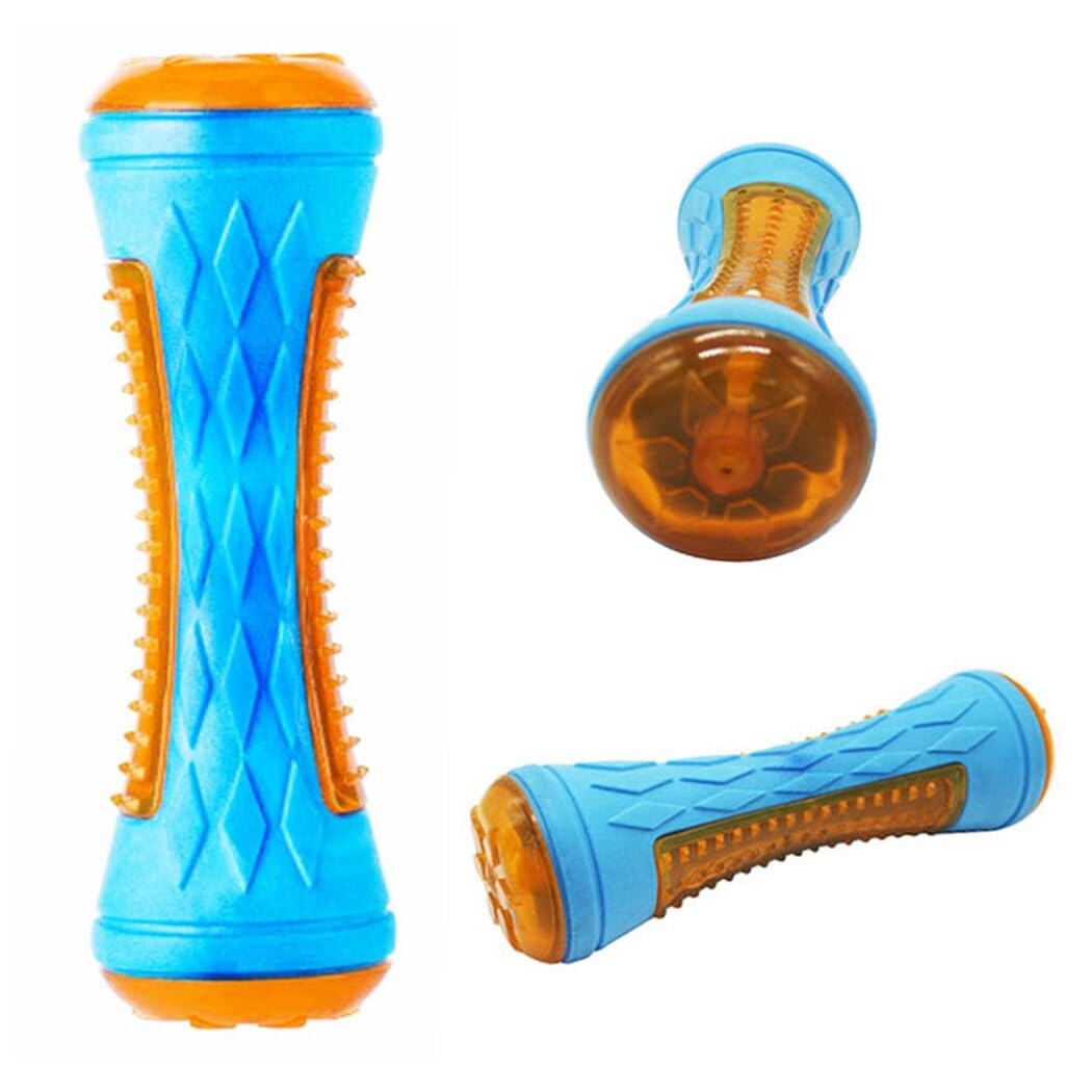 BOSREROY Puppy Dental Cleaning Training Toy Squeaky Pet Interactive Teeth Rubber Portable Throwing Chew Toy Dog Reusable