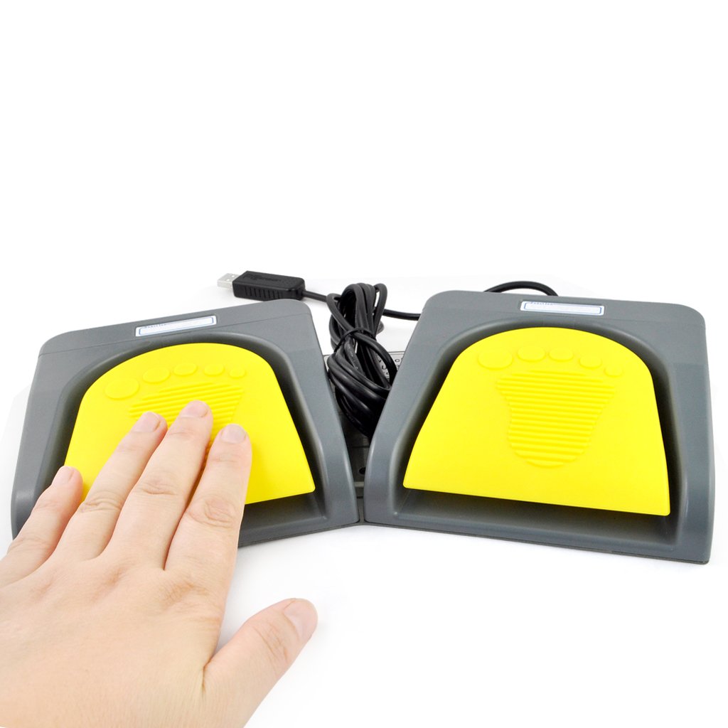 iKKEGOL USB Double 2 Foot Switch Control Pedal Video Game Customized PC Keyboard Multimedia Key Free Drive HID