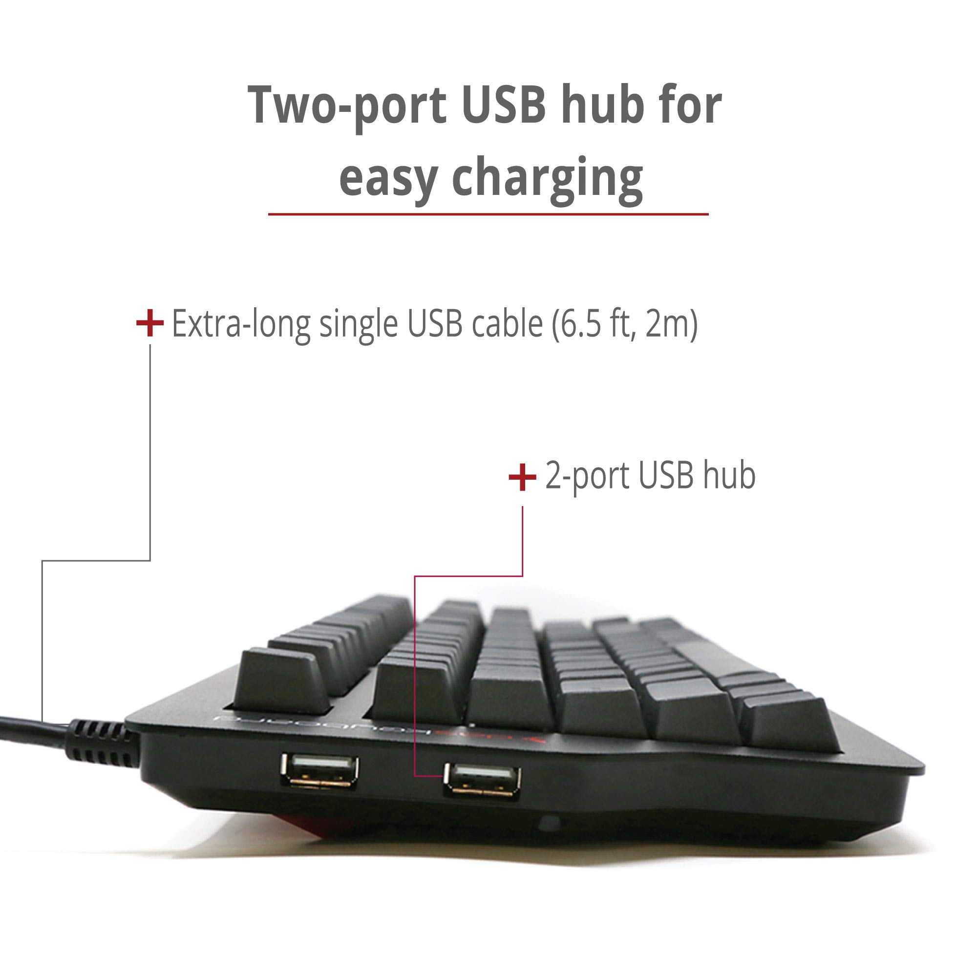Das Keyboard 4C TKL Wired Tenkeyless Mechanical Keyboard, Cherry MX Brown Mechanical Switches, Premium PBT Keycaps, 2-Port USB Hub (87 Keys, Black Keyboard, Gray PBT Keycaps)