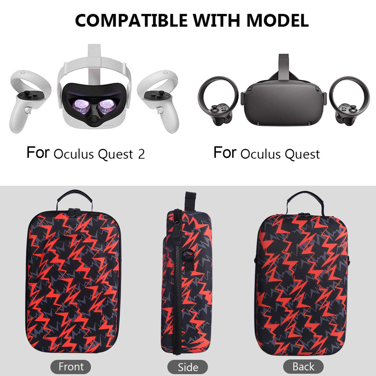 Aicheng Hard Case for Oculus Quest & Quest 2, or Quest VR Gaming Headset Elite Strap and Controllers Accessories Carrying Bag, Travel Case Protective Cover Storage Bag