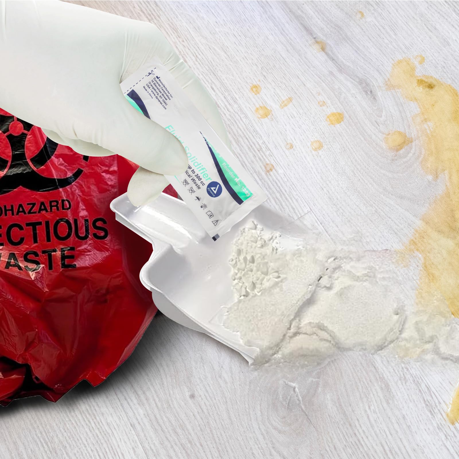 MFASCO Bloodborne Pathogens Spill Kit - Disposable Clean Up Kit, Safety for Bodily Fluids, Latex Free, First Aid, Non-Chlorinated Fluid Solidifier, Biohazard Bag, Vomit, Blood, Urine Solidifier