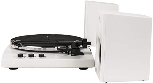 Crosley T150A-WH Modern 2-Speed Bluetooth Turntable System with Variable Weighted Tone Arm and Stereo Speakers, White