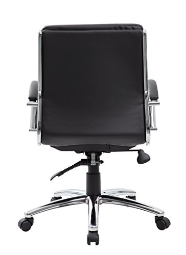 Boss Office Products Executive Mid Back CaressoftPlus Chair with Metal Chrome Finish in Black