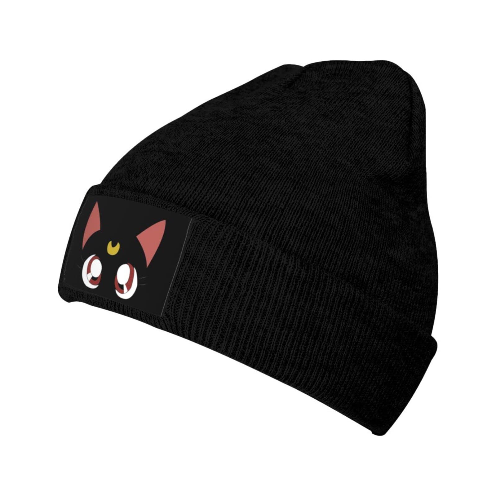 Anime Moon Beanie Hats Knit Hat Skull Caps for Men Women Winter Cuffed Warm Lightweight