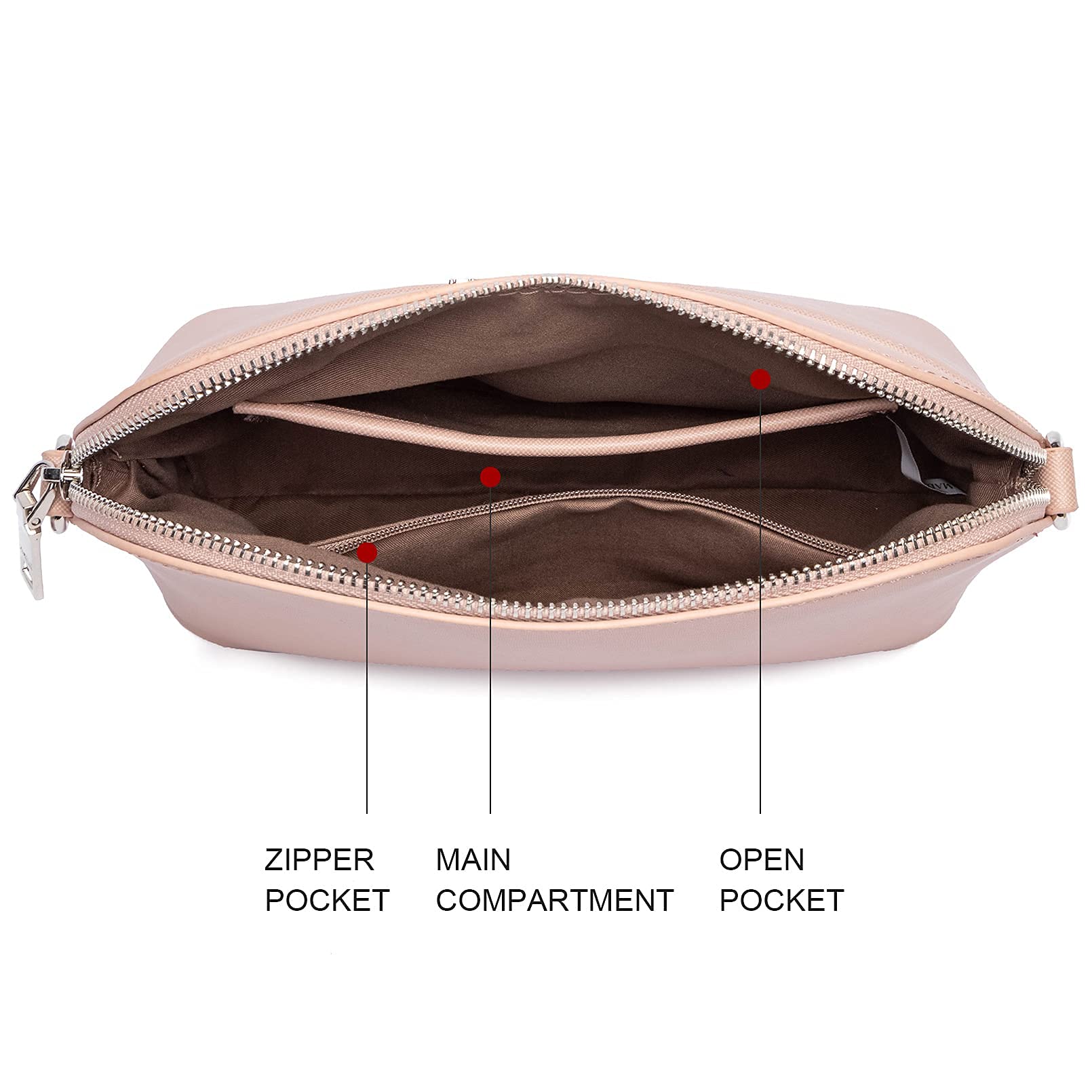 Crossbody Bags for Women, Medium Dome Vegan Leather Shoulder Purses Lightweight Handbags with Multi Pockets (Pink)