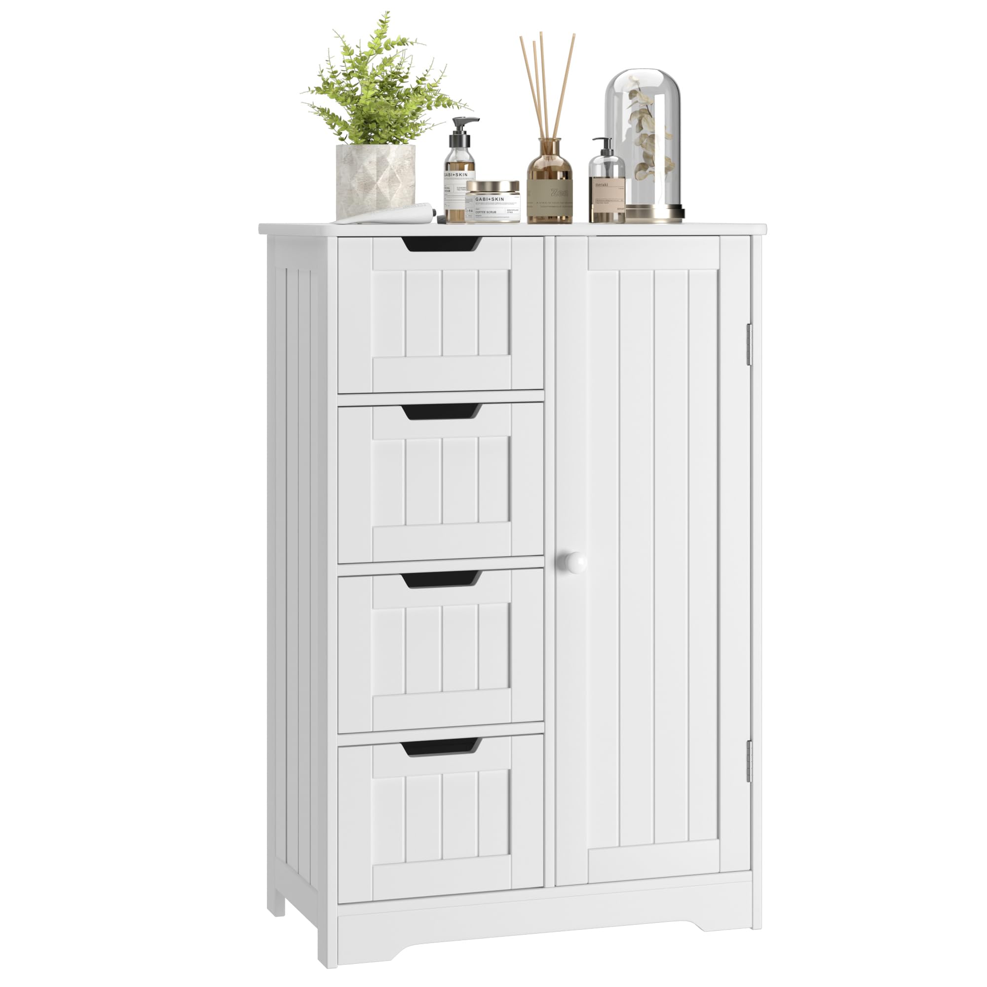 BOTLOG Bathroom Storage Cabinet, Small Kitchen Pantry Storage Cabinet with Drawers, Pantry Cabinet Storage Cupboard with Adjustable Shelf for Bathroom, Living Room, Dining Room, White