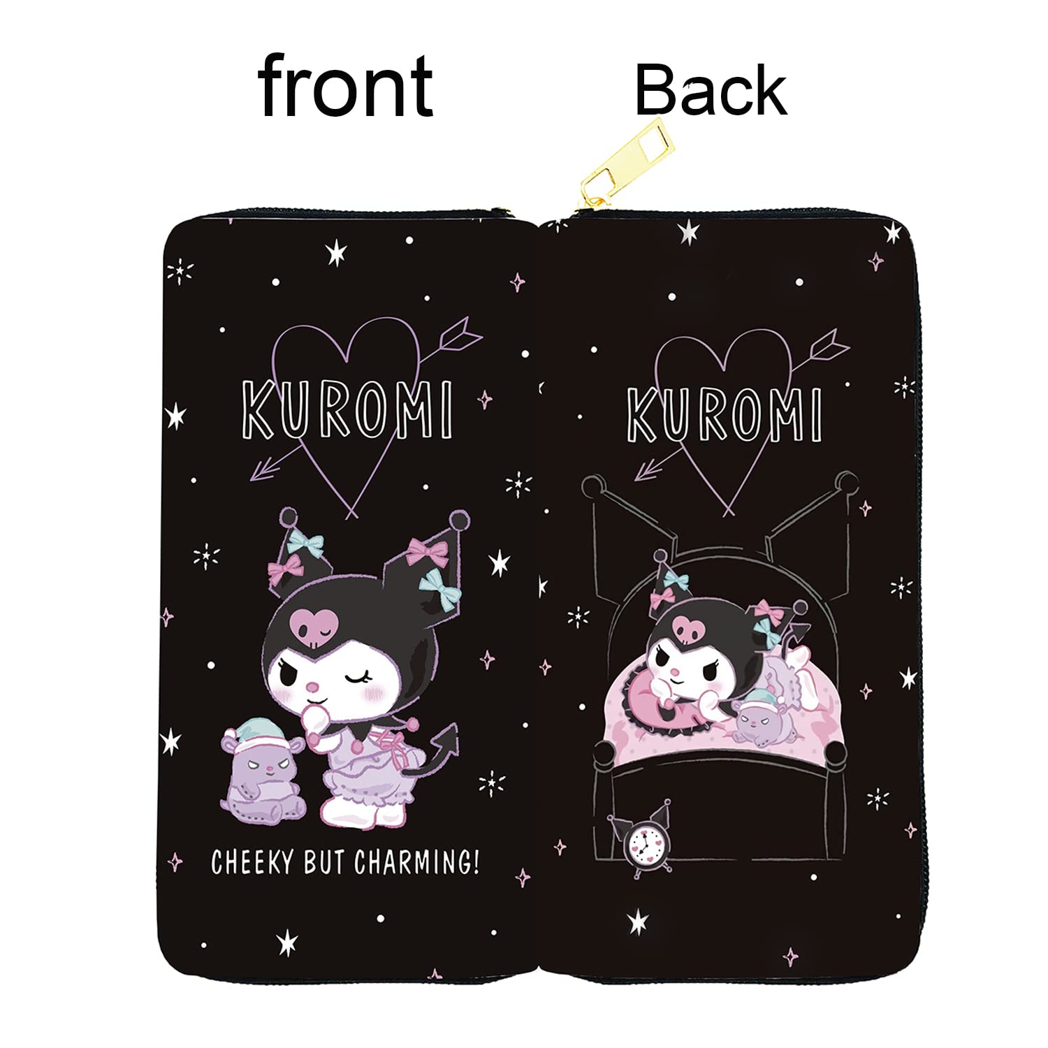 Anime Wallet Cute Purse Leather Cartoon Wallet for Girls Women (ku blackqb)¡