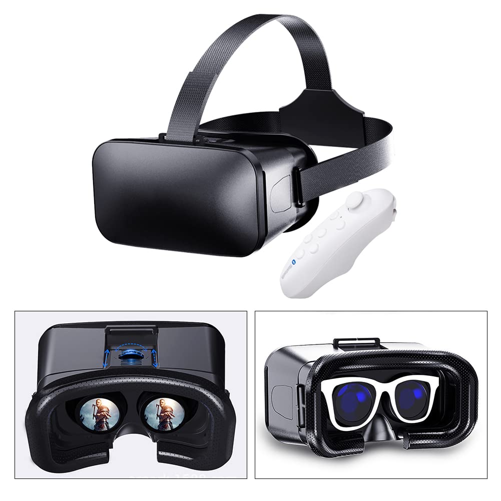 EKDJKK VR Headset Compatible with Android Phones, 3D Virtual Reality Glasses with Remote Control, Adjustable VR Glasses for VR Games & 3D Movies, VR Glasses Gaming Headset - Gift for Kids and Adults