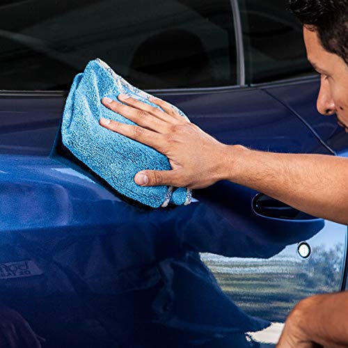 MW Pro Microfiber Car Towels (16"x 16") | 400 GSM | 80/20 Blend | Tagless | Soft Satin Piped Edges | All-Purpose Auto Detailing - Wax, Buff, Polish, Wash, Dry | 6 Pack (Blue)