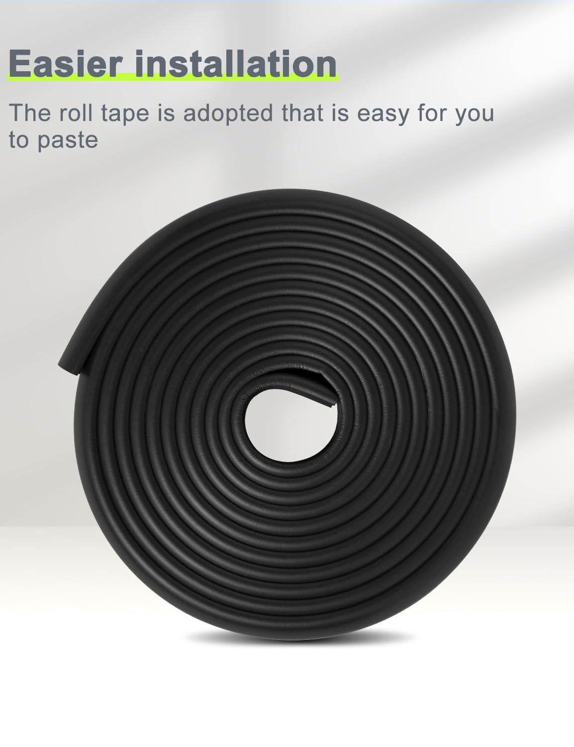 Arinbeb Foam Corner Protector Edge and Corner Guard, with 19 feet Length Foam Safety Bumpers, Baby Proofing Safety Table Corner Protectors Baby Proof Corner Black