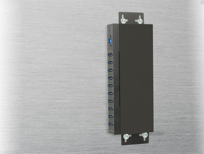 DeLOCK External Industry Hub 10 x USB 3.0 Type-A with 20 KV ESD Protection - Hub - 10 x SuperSpeed USB 3.0 - DIN Rail Mountable - Wall Mountable - DC, Black