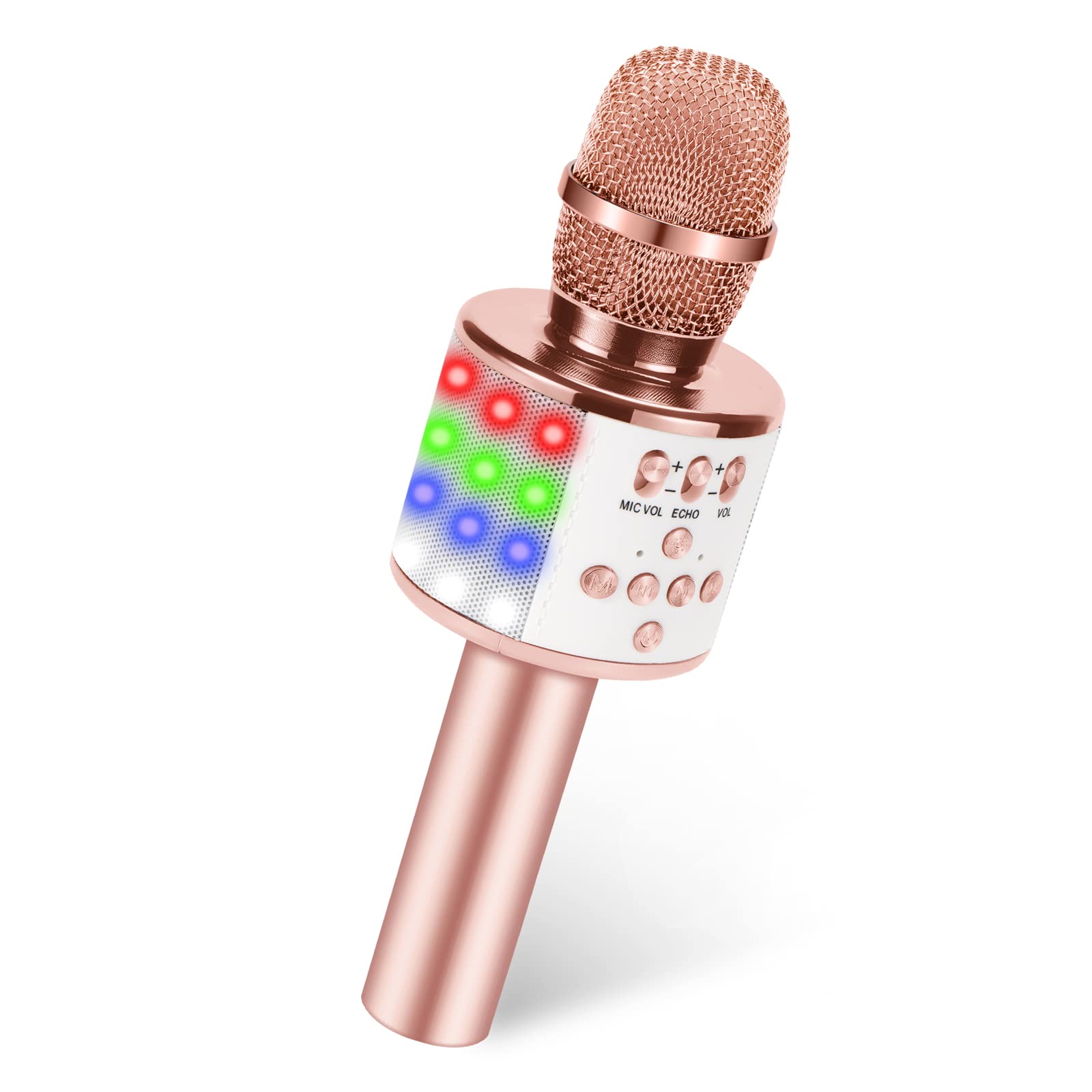 Anitiate Singing Karaoke Microphone for Kids Adults, Handheld Wireless Bluetooth Kids Microphone with LED Lights Portable Karaoke Mic Speaker Player Recorder Machine for Birthday Home Party