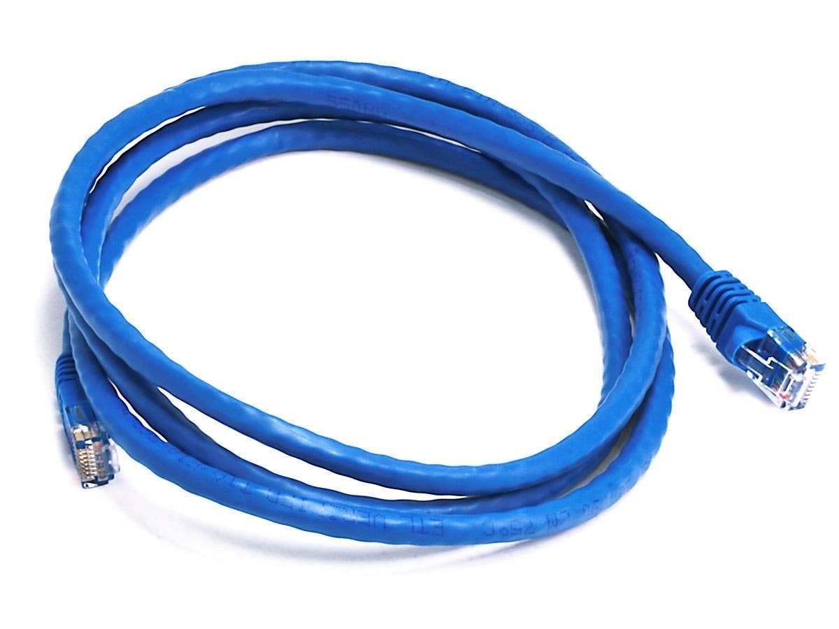 Monoprice 1FT 24AWG Cat6 550MHz UTP Ethernet Bare Copper Network Cable - Blue