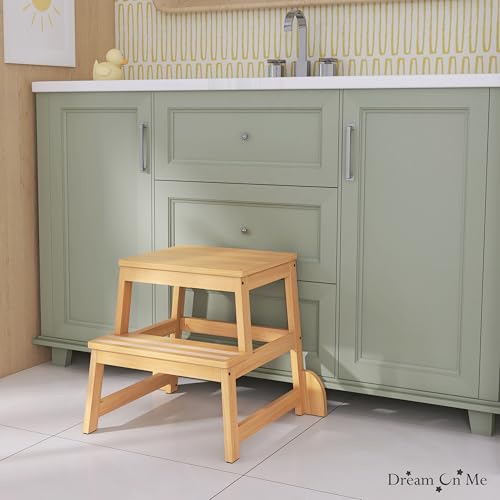 Dream On Me 2-in-1 Funtastic Tower and Step Stool, Easy to Assemble, Multi-Purpose Stool with Non-Toxic Paint Finish, Made of Solid Pinewood, Natural