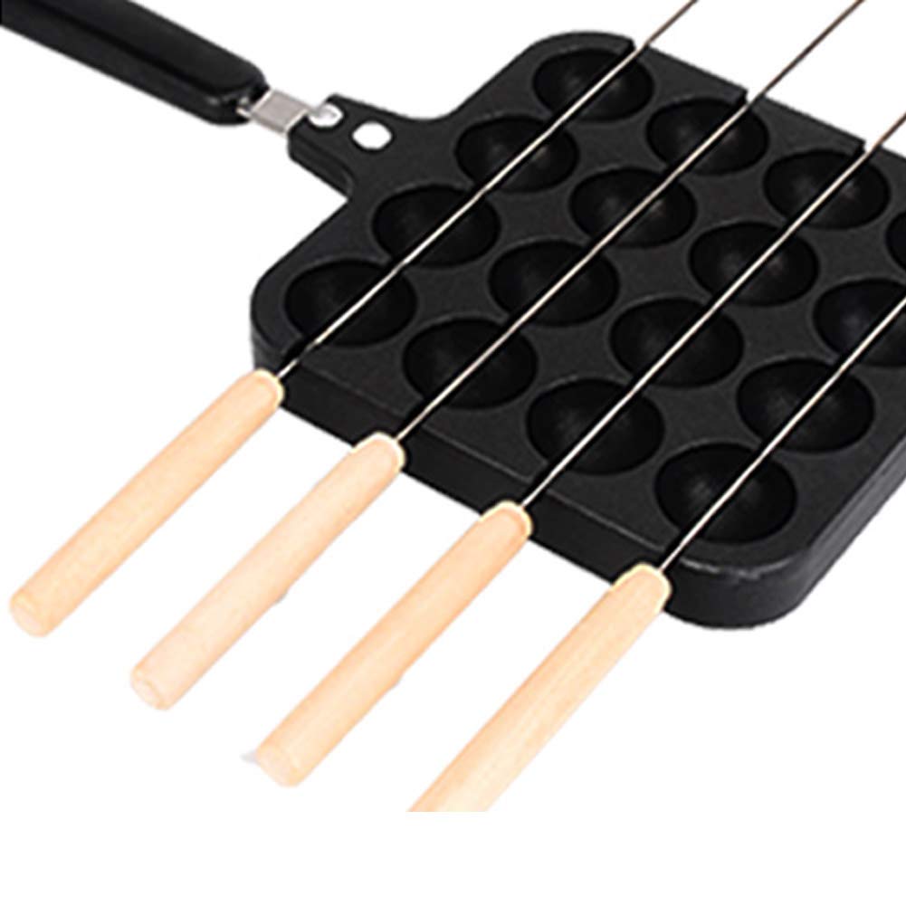 Takoyaki Grill Pan Plate, 16 Holes Stuffed-Pancake Pan Takoyaki Maker, Takoyaki Baking Mold Tray with 4 Baking Pins | Non Stick, Cooking Baking Mold Tool for Octopus Ball(black)
