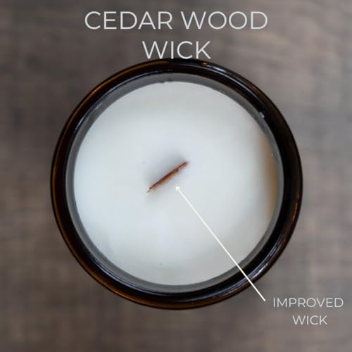 Coconut Wax Scented Candle - Wood Wick - Paraffin Free - Long Lasting - Crackle - Essential Oils - Smoke Free - (Cinnamon, 8 Oz.)