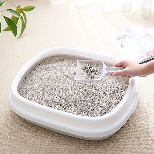 Shulemin Litter Box with Scoop Cat Litter Box High Side and Back Semi-Closed Detachable PP Pet Cats Sand Toilet Litter Pan Sifting Litter Box for Cats Dogs Pink L