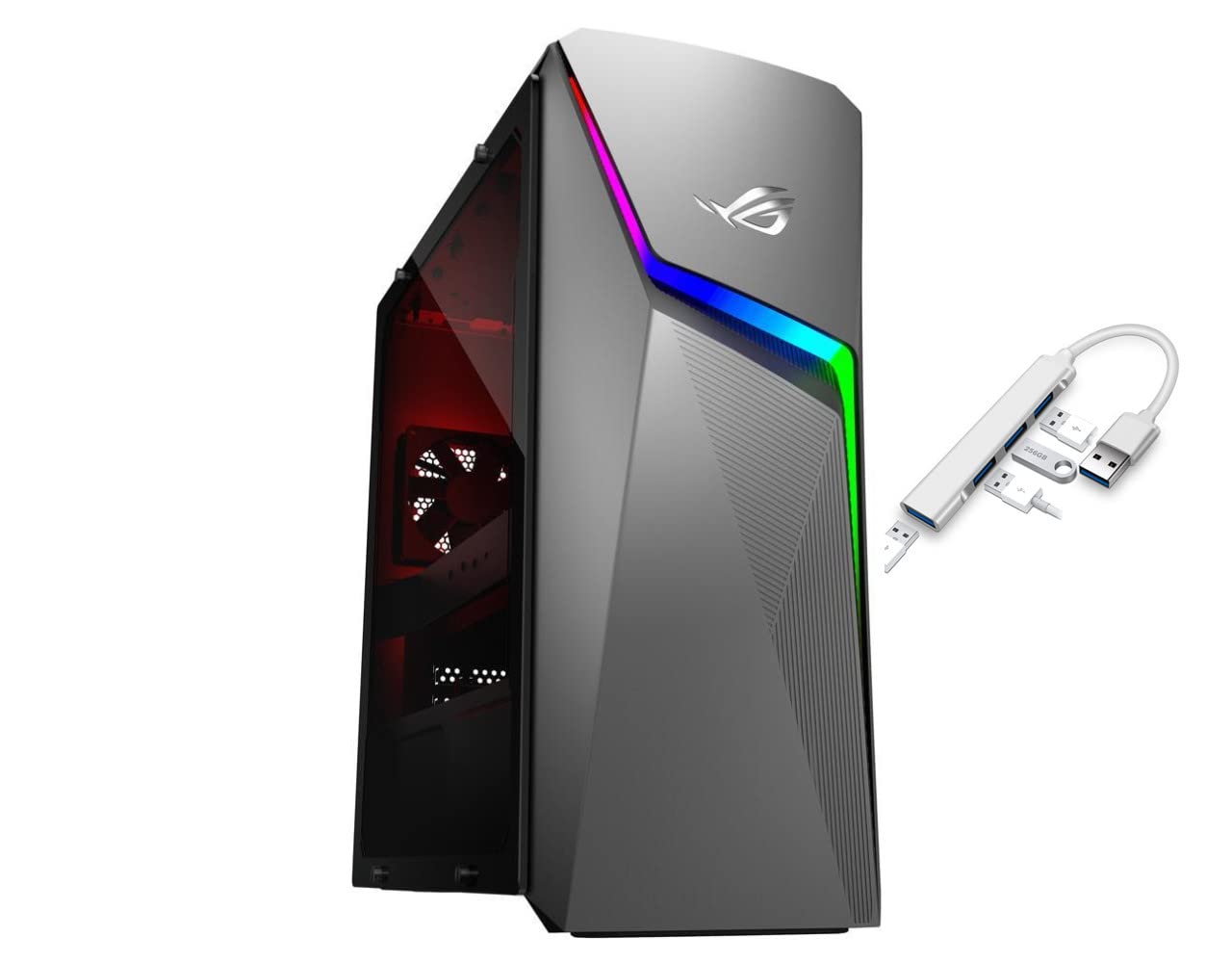 ASUS ROG Strix GL10 Premium Gaming Desktop | AMD Ryzen 7 5800X | 32GB RAM | 512GB SSD+1TB HDD | NVIDIA GeForce RTX 3060 | Gray | Windows 11 | with USB3.0 HUB Bundle