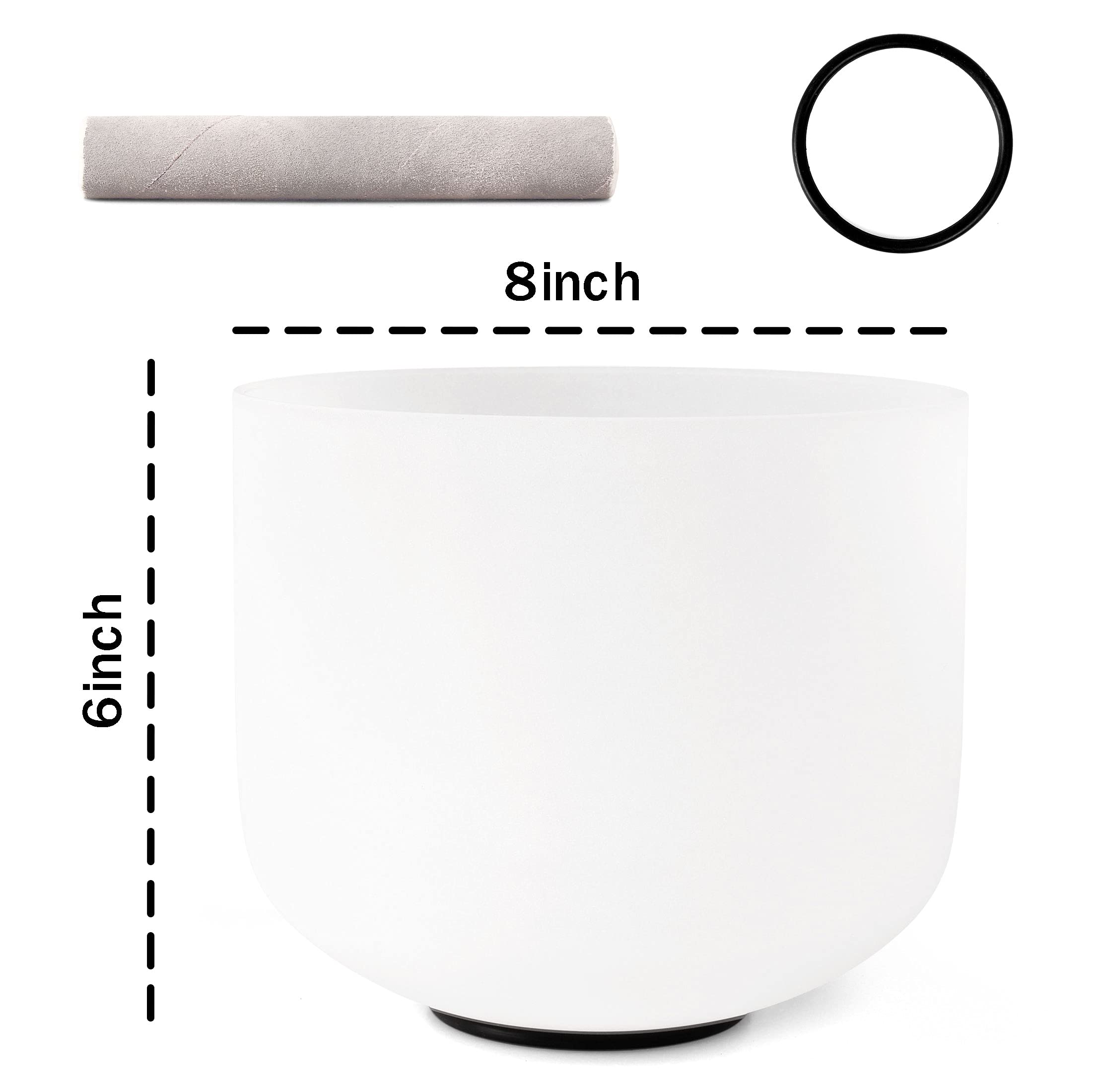 Crystal Singing Bowl, 8 Inch 440Hz Sound Bowl C Note Root Chakra Bowl, Crystal Bowl Sound Healing with O-Ring Mallet for Meditation Yoga