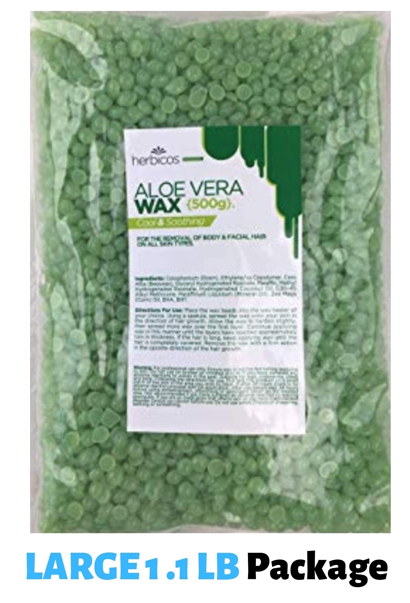 Huini Herbicos Body Hair Remover Hard Wax Beans Aloe Vera All Skin - 17.64 oz