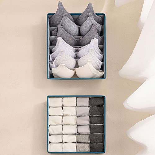 Compartment Storage Box,Sock And Underwear Drawer Organizers Divider, Closet Socks Organizer And Storage Boxes For Lingerie, Bra, Undies-Khaki-24grid
