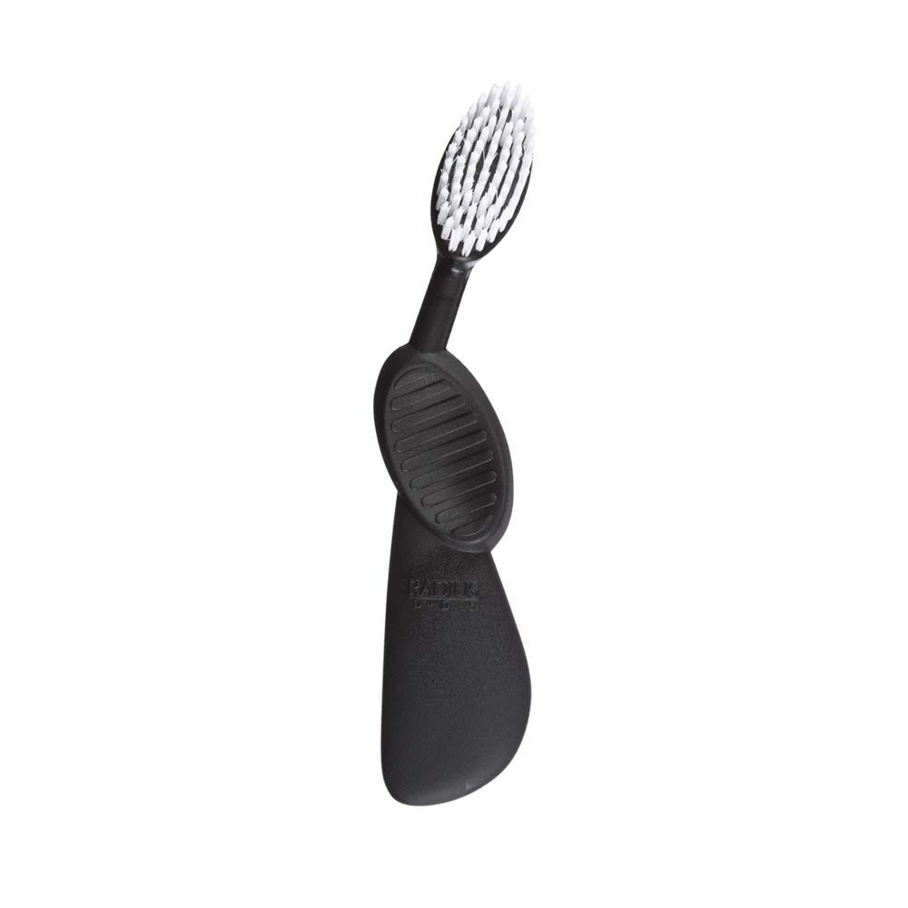 RADIUS Flex Brush with Soft Bristles Toothbrush BPA Free & ADA Accepted Designed to Improve Gum Health & Reduce Issues - Right Hand - Black/White - Pack of 1