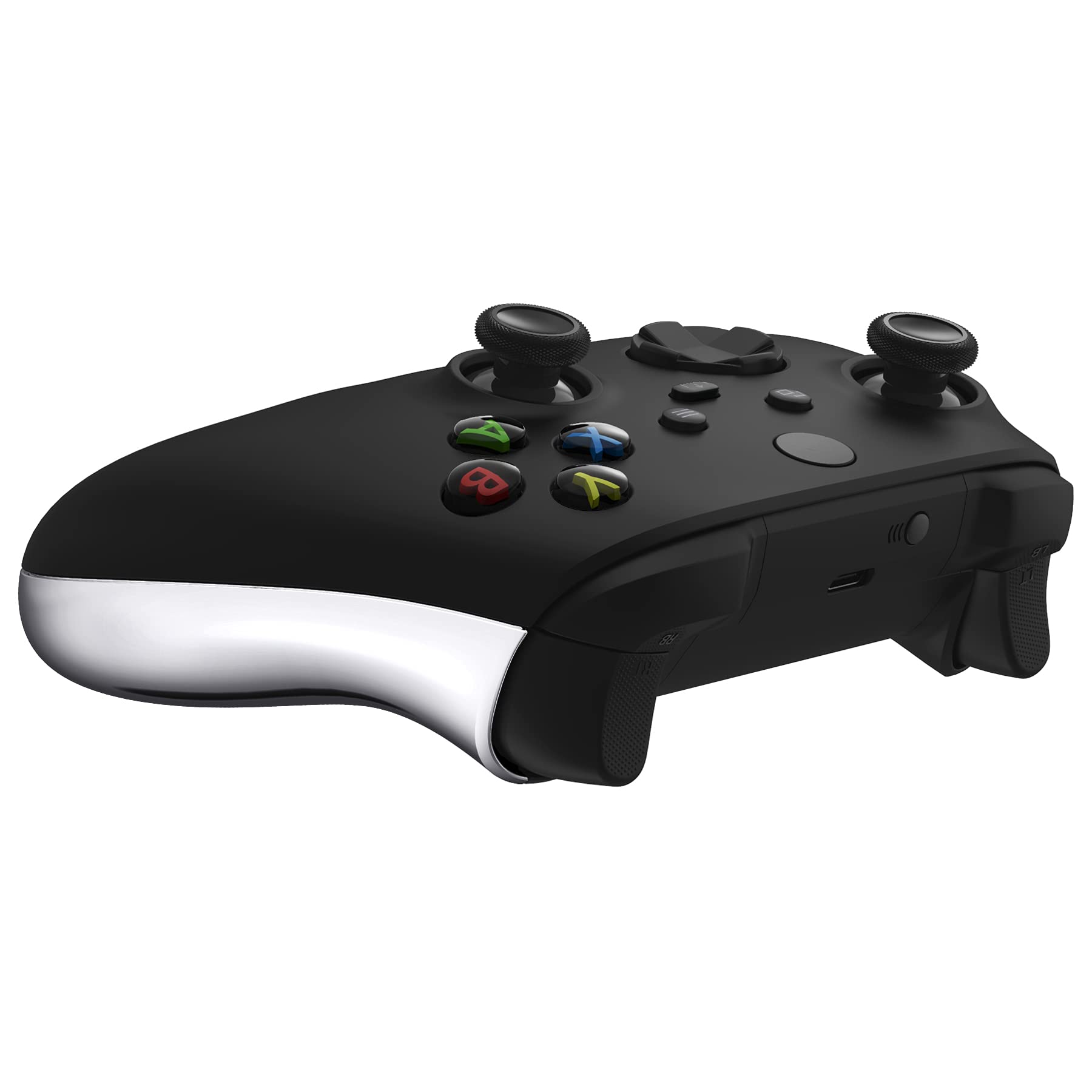 eXtremeRate Replacement Side Rails Grip for Xbox Core Wireless Controller, Chrome Silver Custom Accessories Back Panesl Handles Cover Shell for Xbox Series X & S Controller [Controller Excluded]