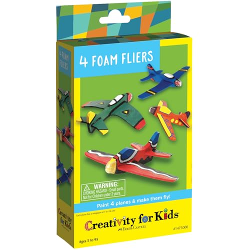 Creativity for Kids Four Foam Fliers Mini Craft Kit - Paint 4 Foam Glider Airplanes, Small Gifts for Kids, Red