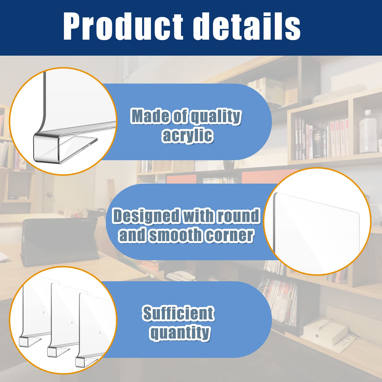 Clear Acrylic Shelf Dividers for Closet Organization Transparent Closet Shelf Divider Organizer Multi Functional Wood Closet Separator for Storage in Bedroom, Kitchen, Office (16 Pieces)