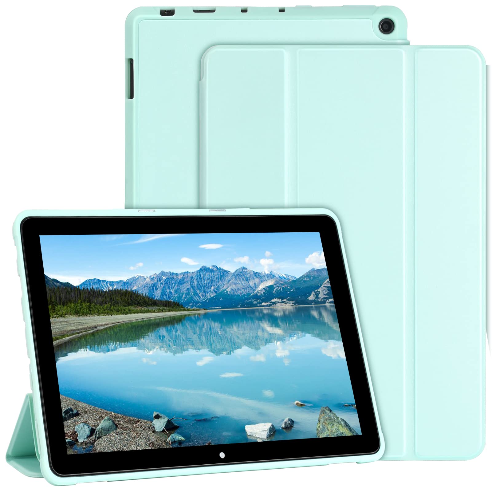 All-New Amazon Kindle Fire HD 10 Tablet Case & Fire HD 10 Plus Case(11th Generation, 2021 Release) 10.1" - PU Leather Trifold Stand Cover Ultra Lightweight Slim Shell Stand Cover Auto Wake/Sleep