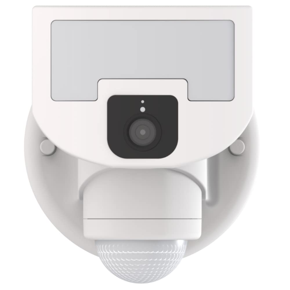 Outdoor Motion Sensor Tracking Floodlight WiFi Security LED Light Camera (White) Versonel Nightwatcher VSL95 Robotic, 1080p, NO Monthly Fees, Free App, Alexa, Google Assistant, Smart Things, 32GB SD