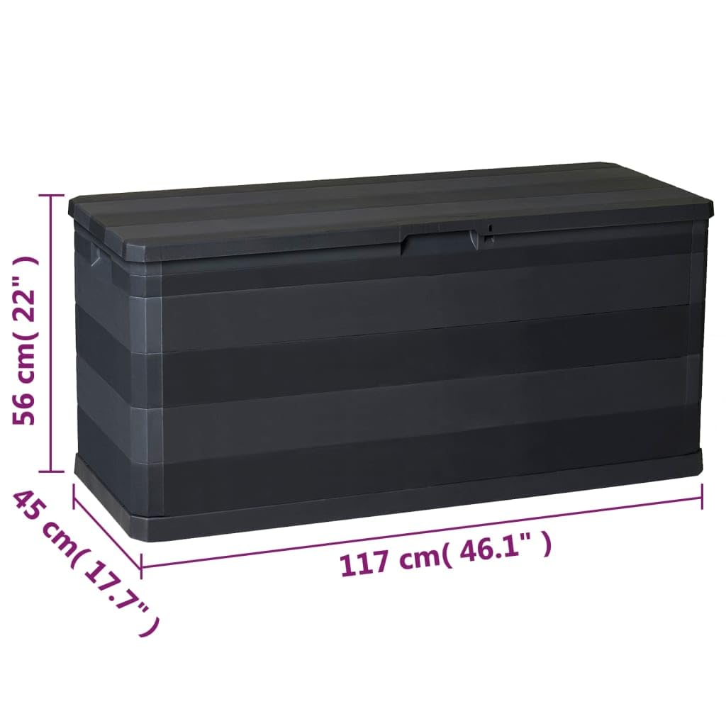 vidaXL Outdoor Storage, Deck Box with Lid, Patio Cabinet, Storage Chest for Outdoor Cushions Throw Pillows Garden Tools Pool Supplies, Black