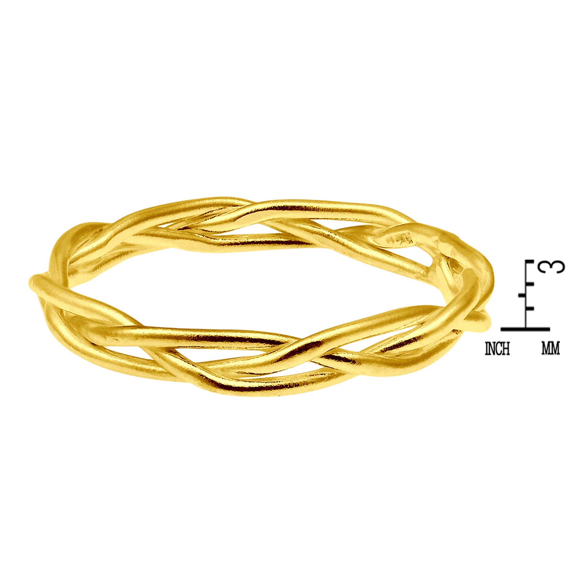 AeraVida Crown of Thorn Weave Wire Braid Gold Plated Over .925 Sterling Silver Band Ring (8) | Unique and Elegant Jewelry Accessory for Women