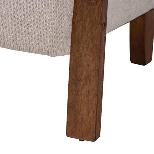 Baxton Studio Sage Modern Japandi Light Grey Fabric and Walnut Brown Finished Wood Loveseat with Woven Rattan