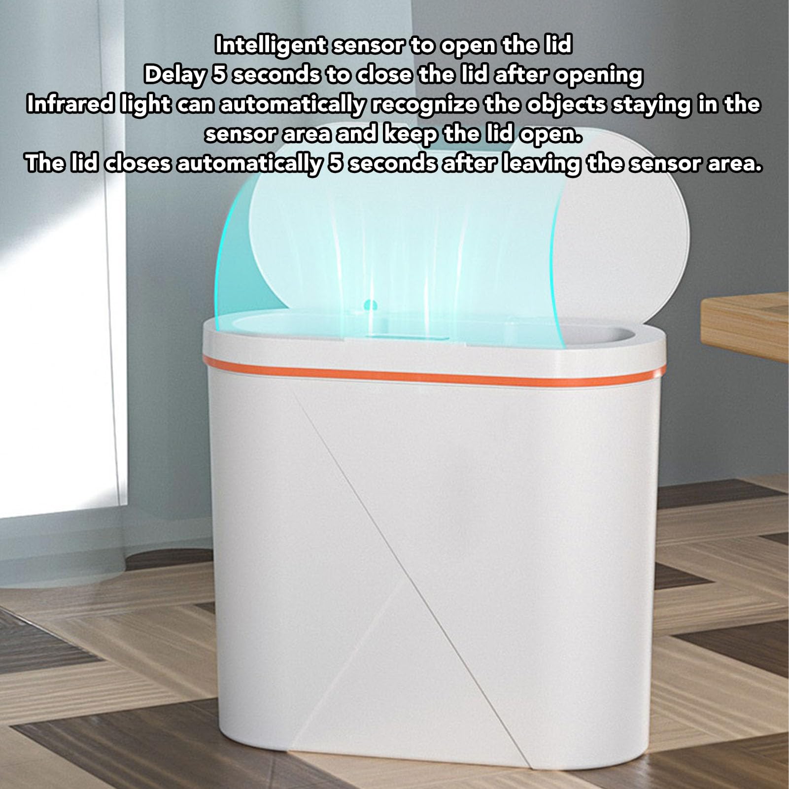 Aroma Home Diffuser Auto Trash Can Bathroom Crack Deodorizer 15L White Minimalistic Plastic Fragrant Room Diffuser Home Freshness Garbage Scent Restroom Wastebaskets