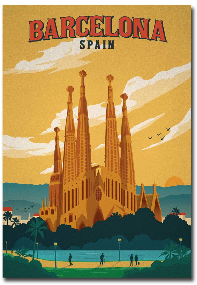 Barcelona Spain Travel Vintage Art Refrigerator Magnet Size 2.5" x 3.5"