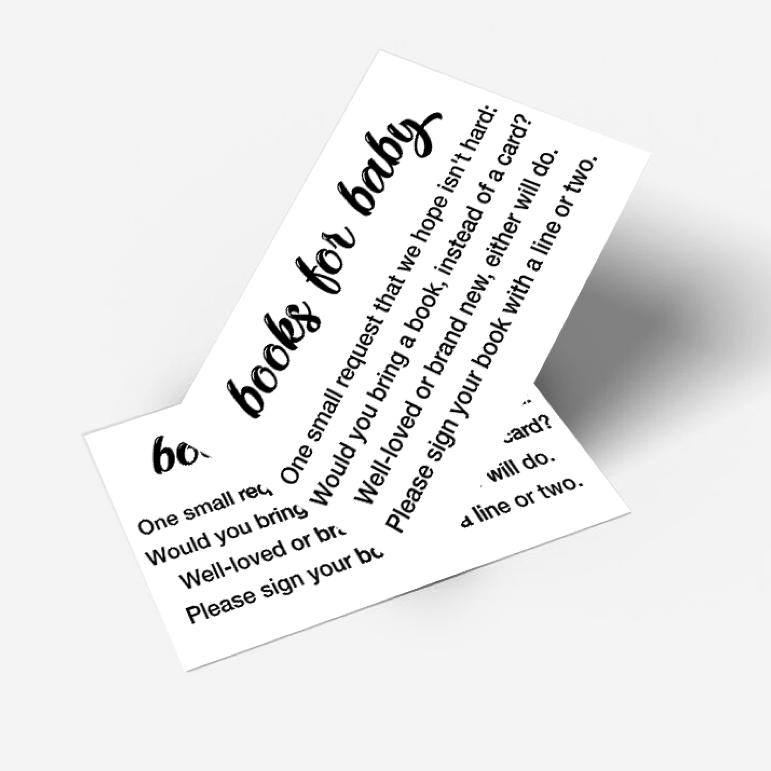 Baby Shower Invitation Inserts, 50-Pack Baby Shower Game Cards, 3.5 x 2 Inches (Book for Baby)