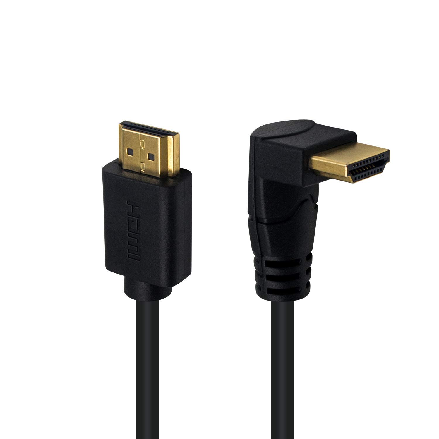 Poyiccot HDMI 2.0 Cable 2 Feet, 4K@60Hz HDMI to HDMI Cable, 90 Degree HDMI Male to Male Cable 18Gbps High Speed HDMI 2.0 Cable Gold-Plated Upward Angle HDMI Connector Cable (M/M Up)