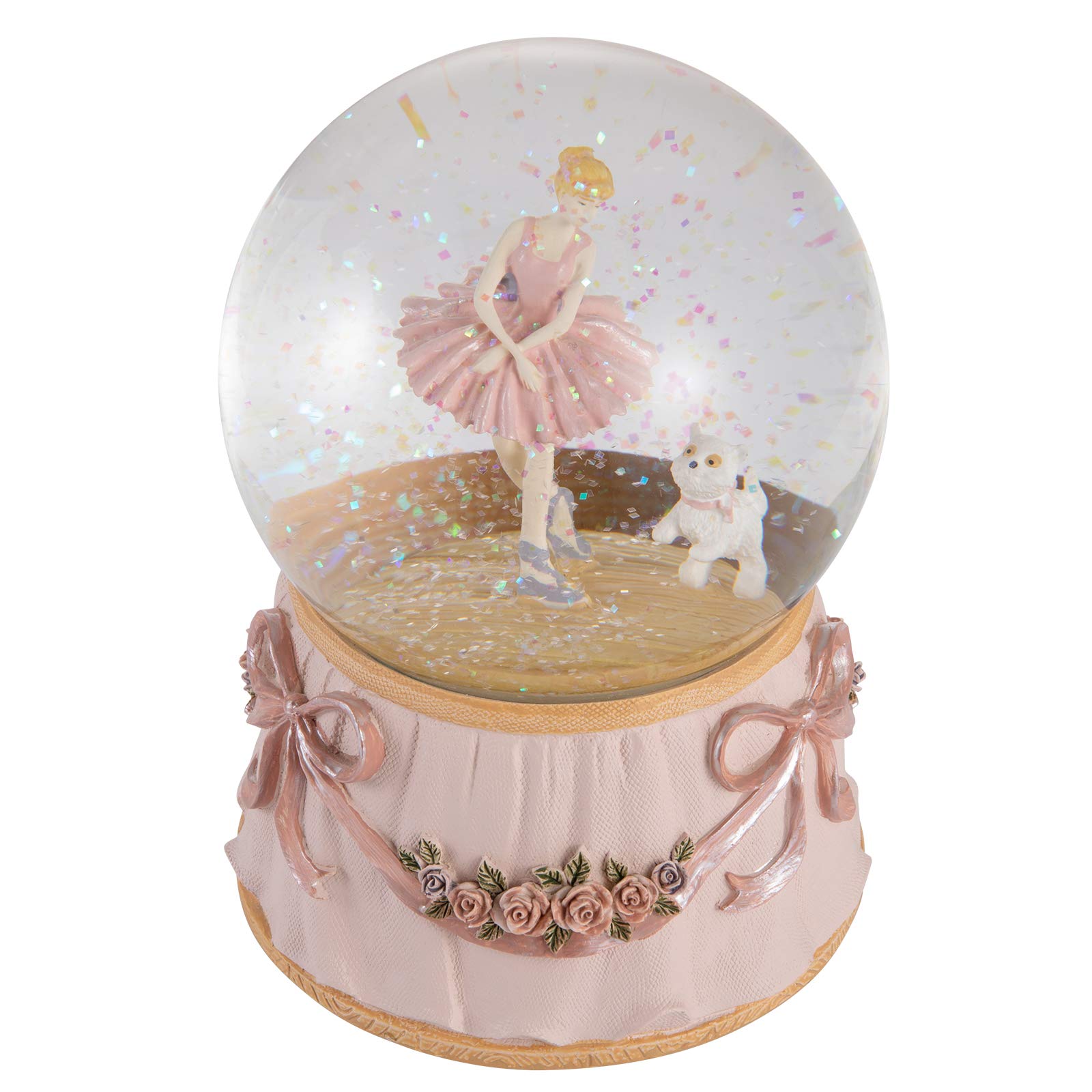 Dreameizor Ballerina Snow Globe, Plays Traditional Music Greensleeves, Rotating and Mechanical Real Glass Snowglobe Gift for Adult Women, Wife, Daughter and Granddaughter, Gift Box Packed