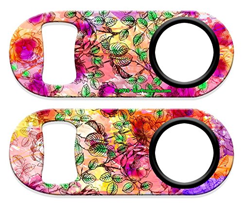 BarConic Mini Opener with Retractable Reel - Painted Leaves