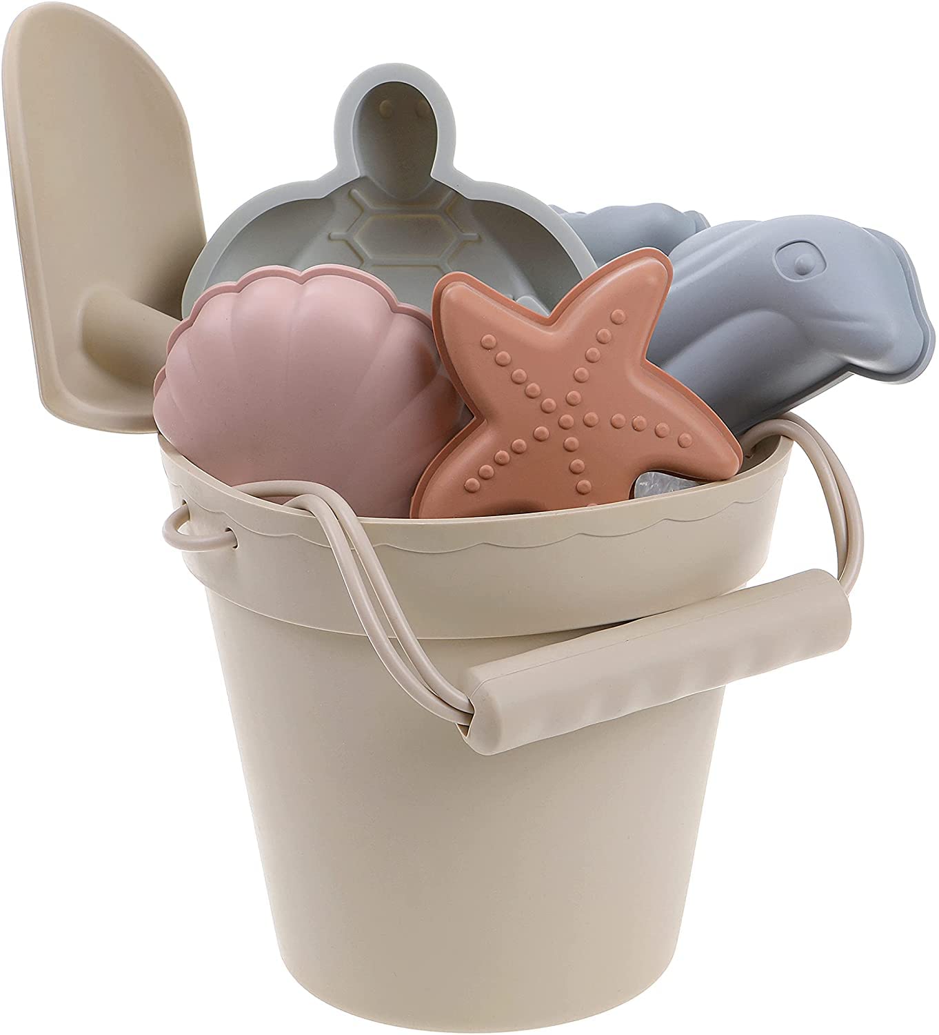 Silicone Beach Toys for Kids - Baby Sandbox Toys - Best Silicone Toddler Beach Toy Set for Travel -Won't Break Like Plastic Baby Beach Toys - Collapsible Beach Bucket, Shovel & Accessories