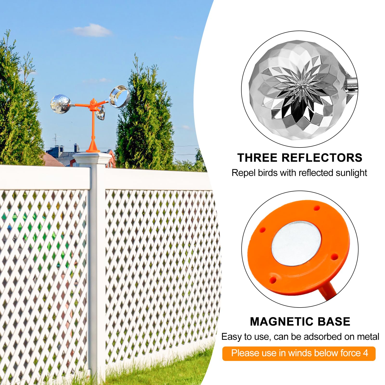 Bird Reflective Spinning Deterrent Devices for Outside Keep Birds Away Pigeon Woodpeckers Deterrent for Garden Roofs