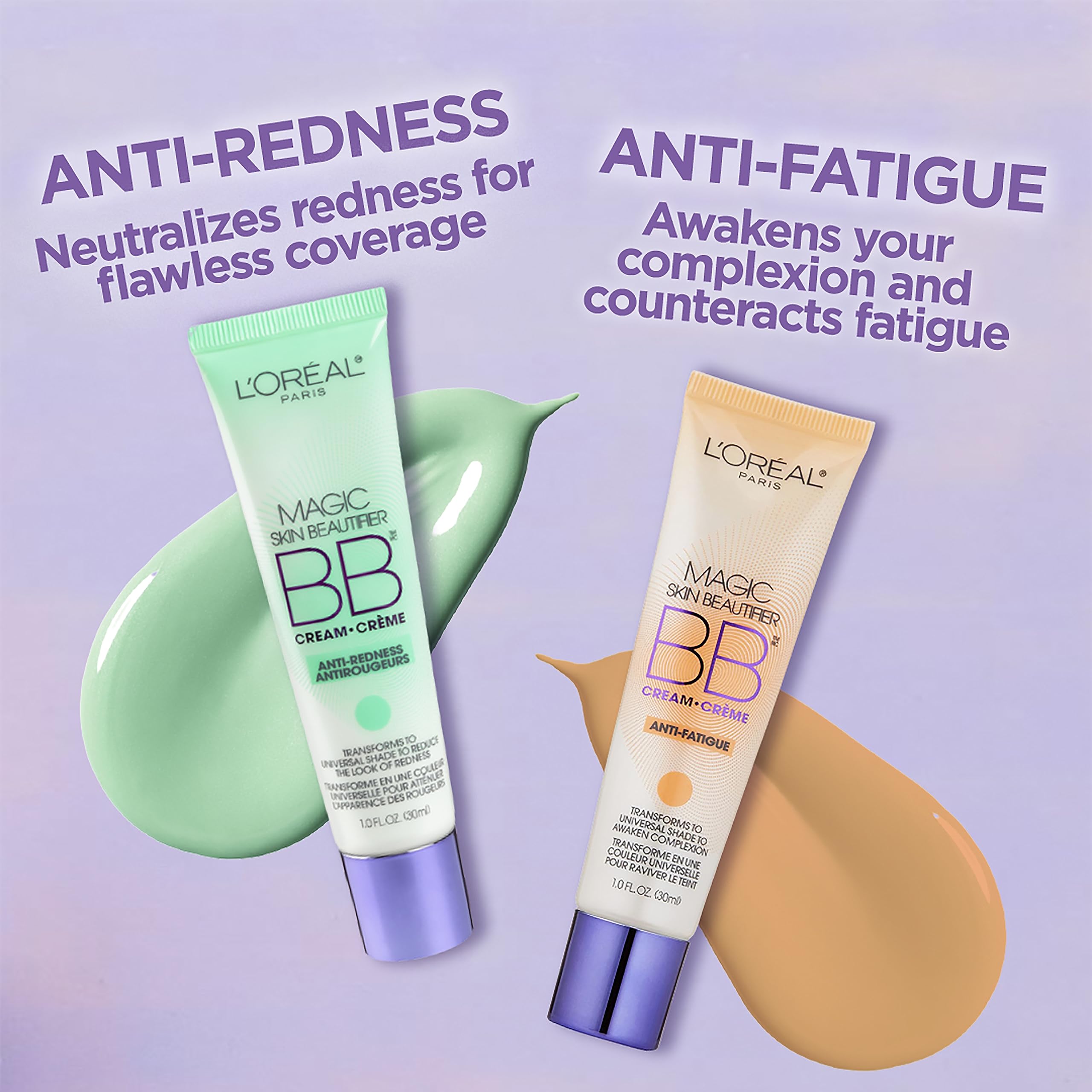 L’Oréal Paris Makeup Magic Skin Beautifier BB Cream Tinted Moisturizer, Anti-Redness, 1 fl oz, 2 Count