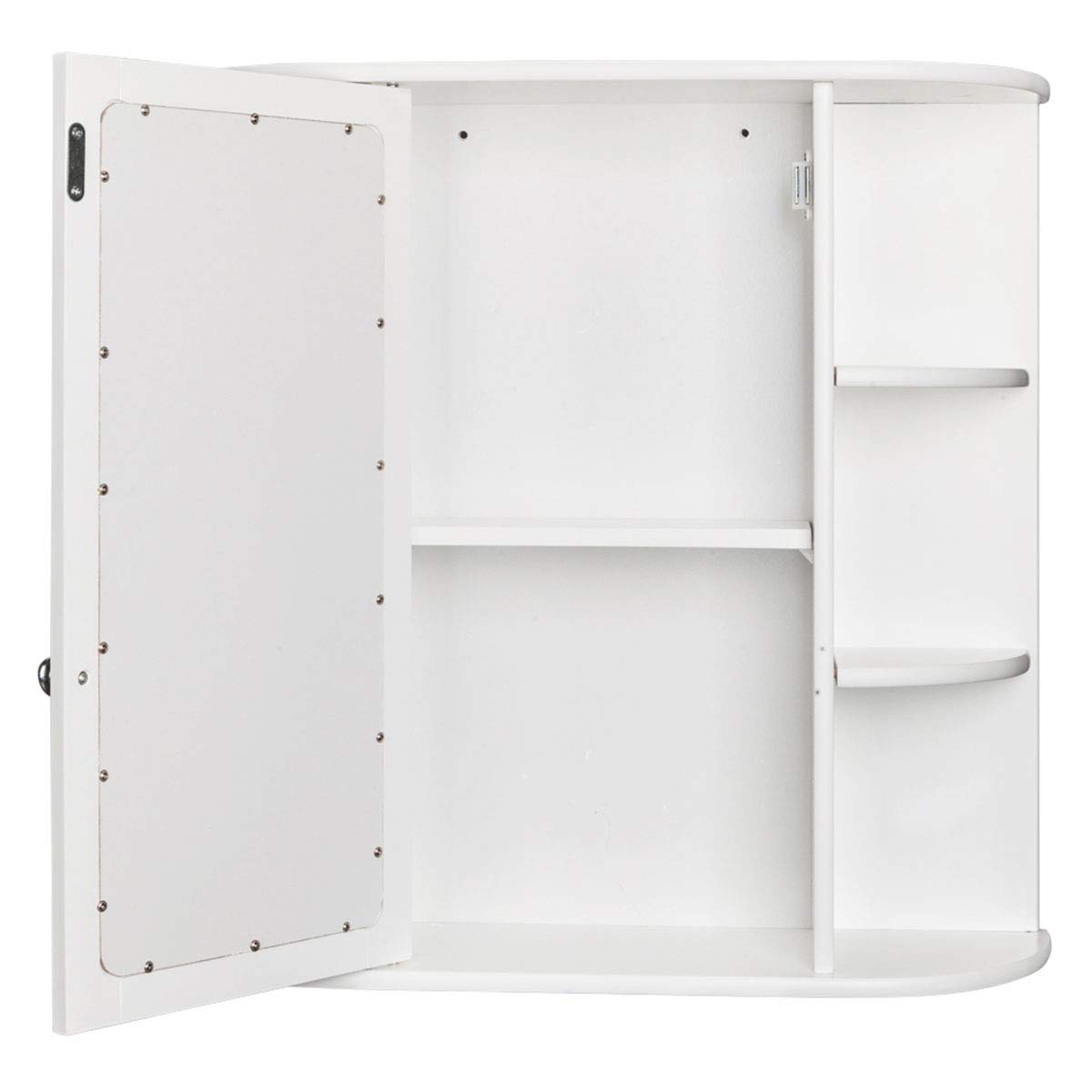 Bathroom Wall Mounted Cabinet Indoor Kitchen Medicine Cabinet Shelves Organizer with Single Door Mirror Height Adjustable Bathroom Cabinet for Bathroom, Vestibule, Bedroom